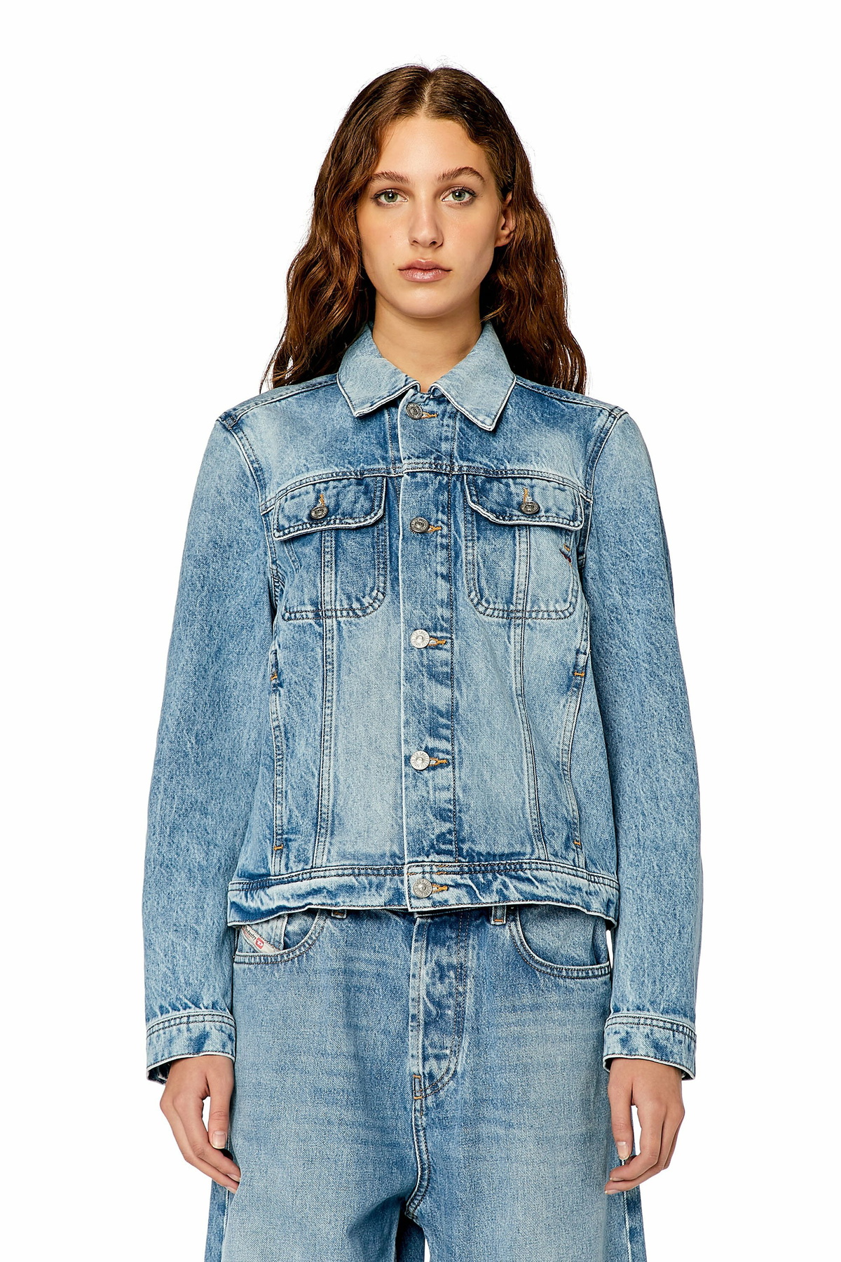 Diesel Trucker jacket in denim - Denim Jackets Womens in Blue Diesel