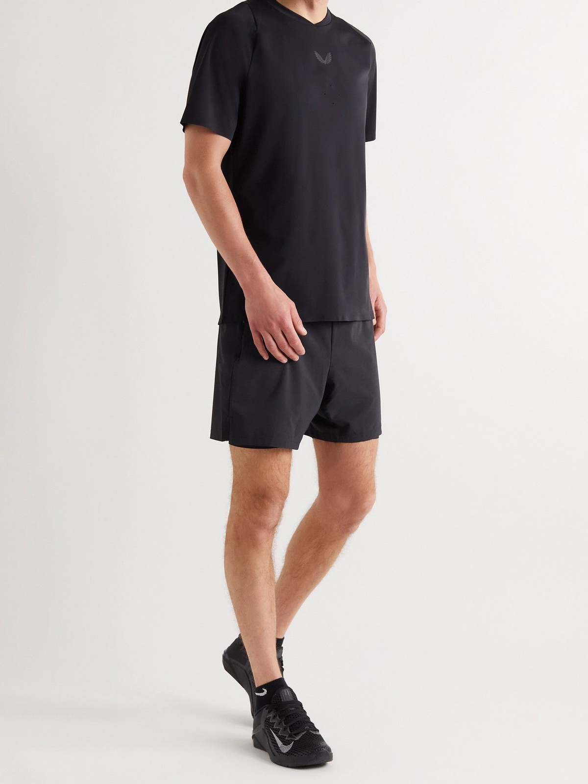 CASTORE - Logo-Print Perforated Stretch-Jersey T-Shirt - Black CASTORE