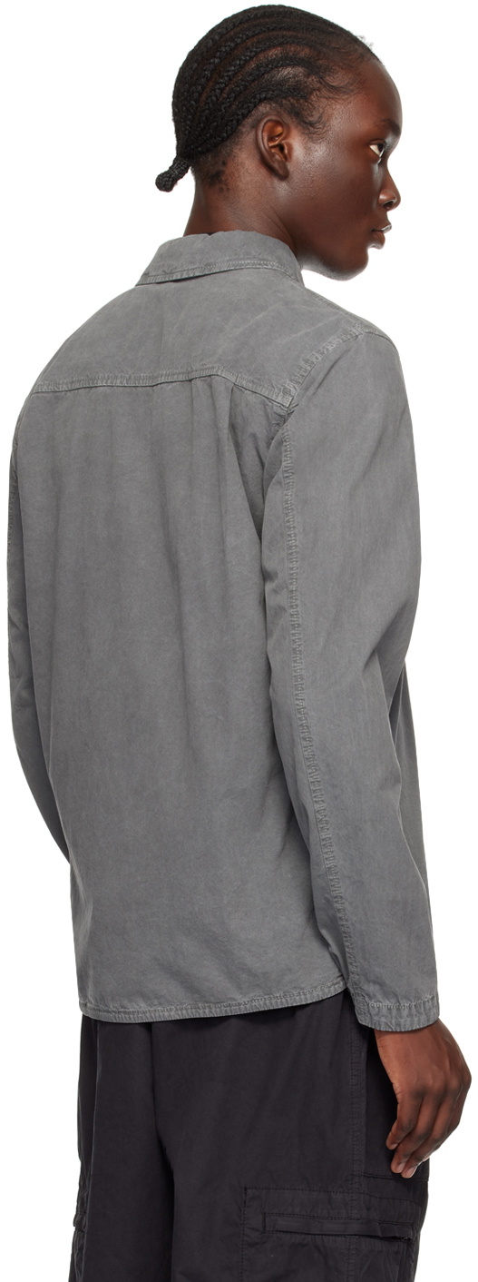 Stone Island Gray Garment-Dyed Shirt Stone Island