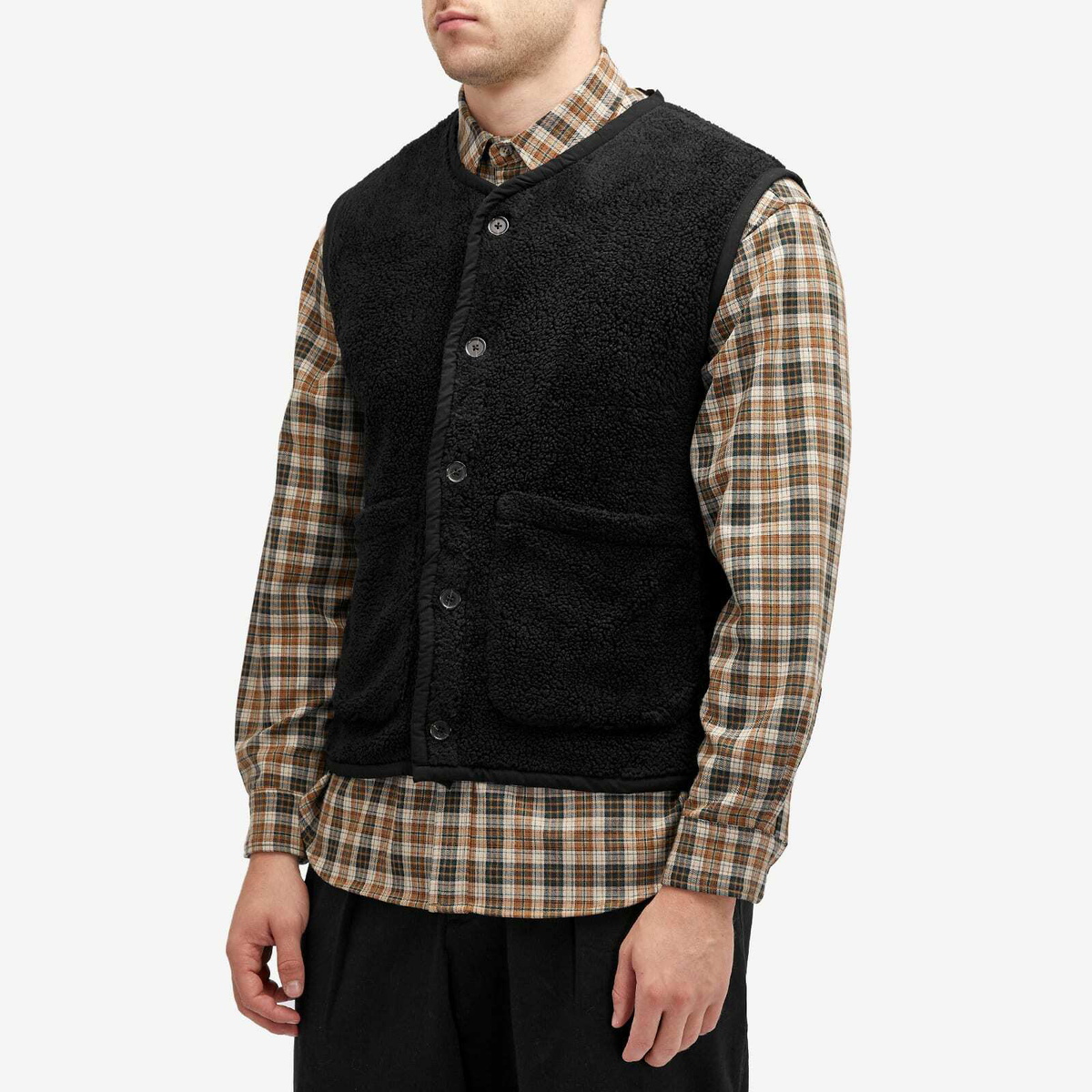Universal Works Men's Mountain Fleece Lancaster Gilet in Black ...