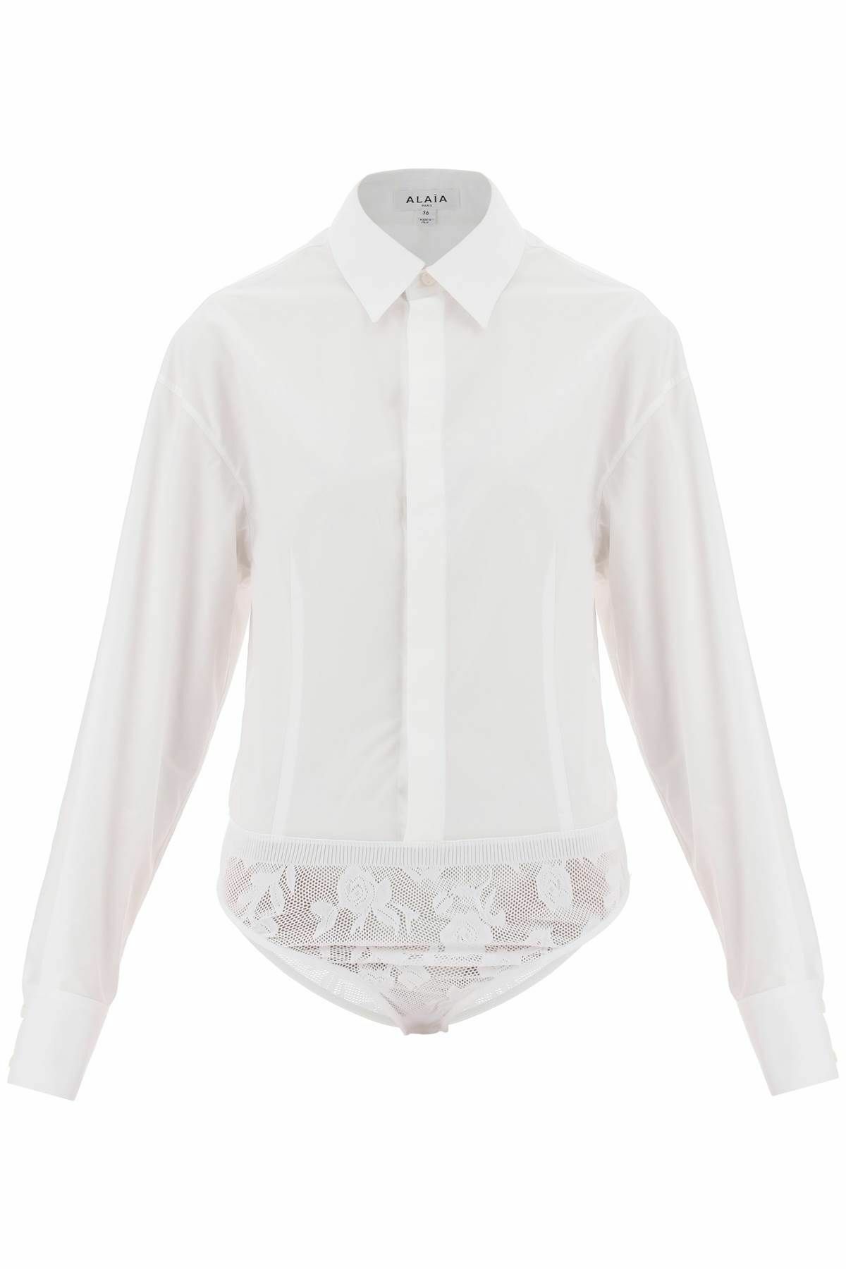 ALAIA shirt bodysuit in poplin White ALAÏA