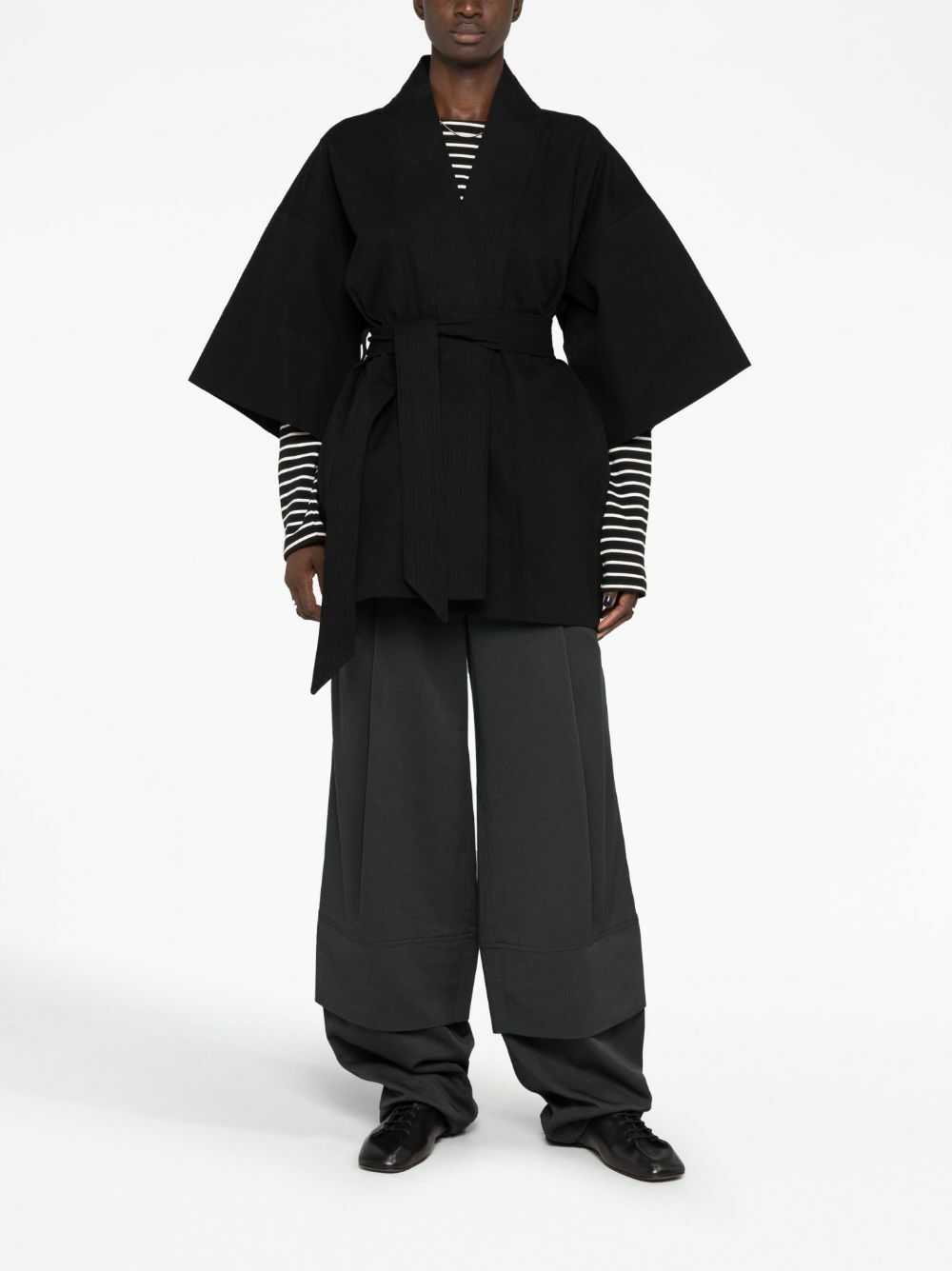 Low Classic Grey Double Belted Wide Leg Trousers Low Classic