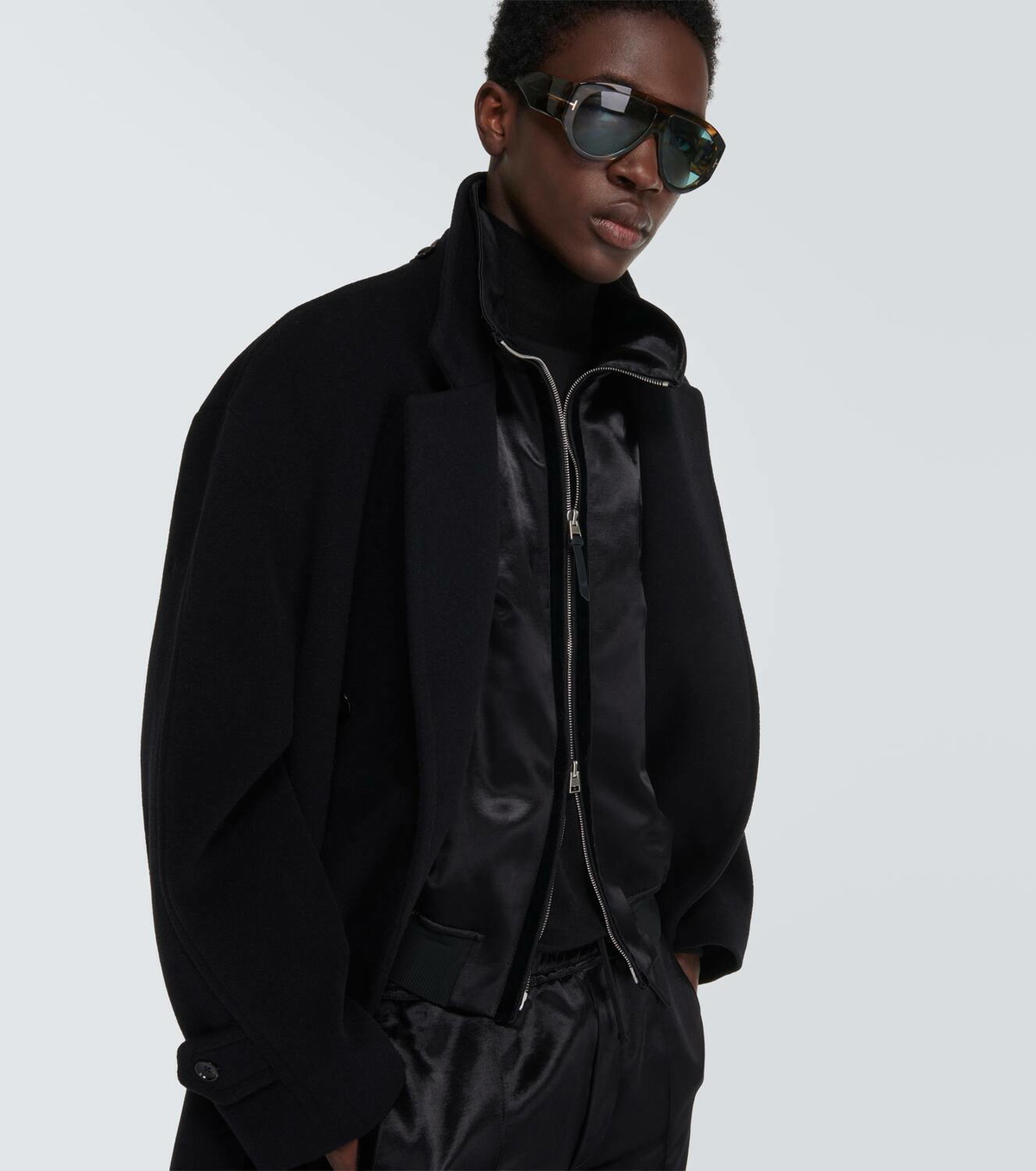 Tom Ford Velvet-trimmed satin track jacket TOM FORD