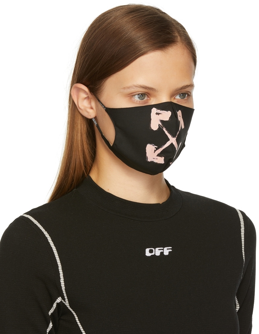 Off-White Black & Pink Painted Arrows Mask Off-White