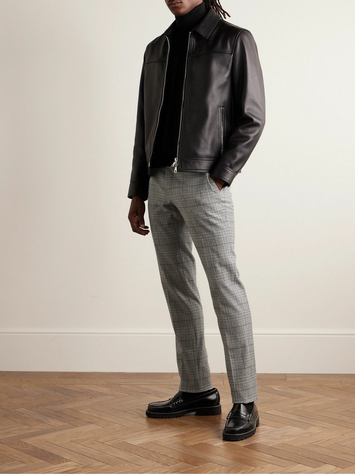 Incotex - Slim-Fit Tapered Prince of Wales Checked Virgin Wool-Blend Trousers - Gray Incotex