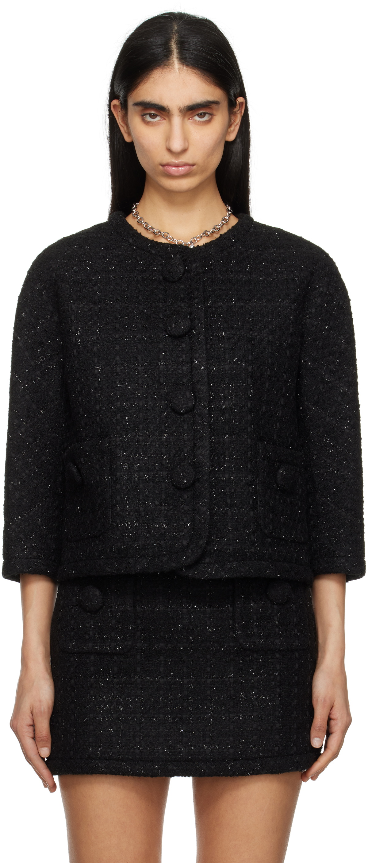 Marc Jacobs Black Tweed Backwards Lady Jacket Marc Jacobs