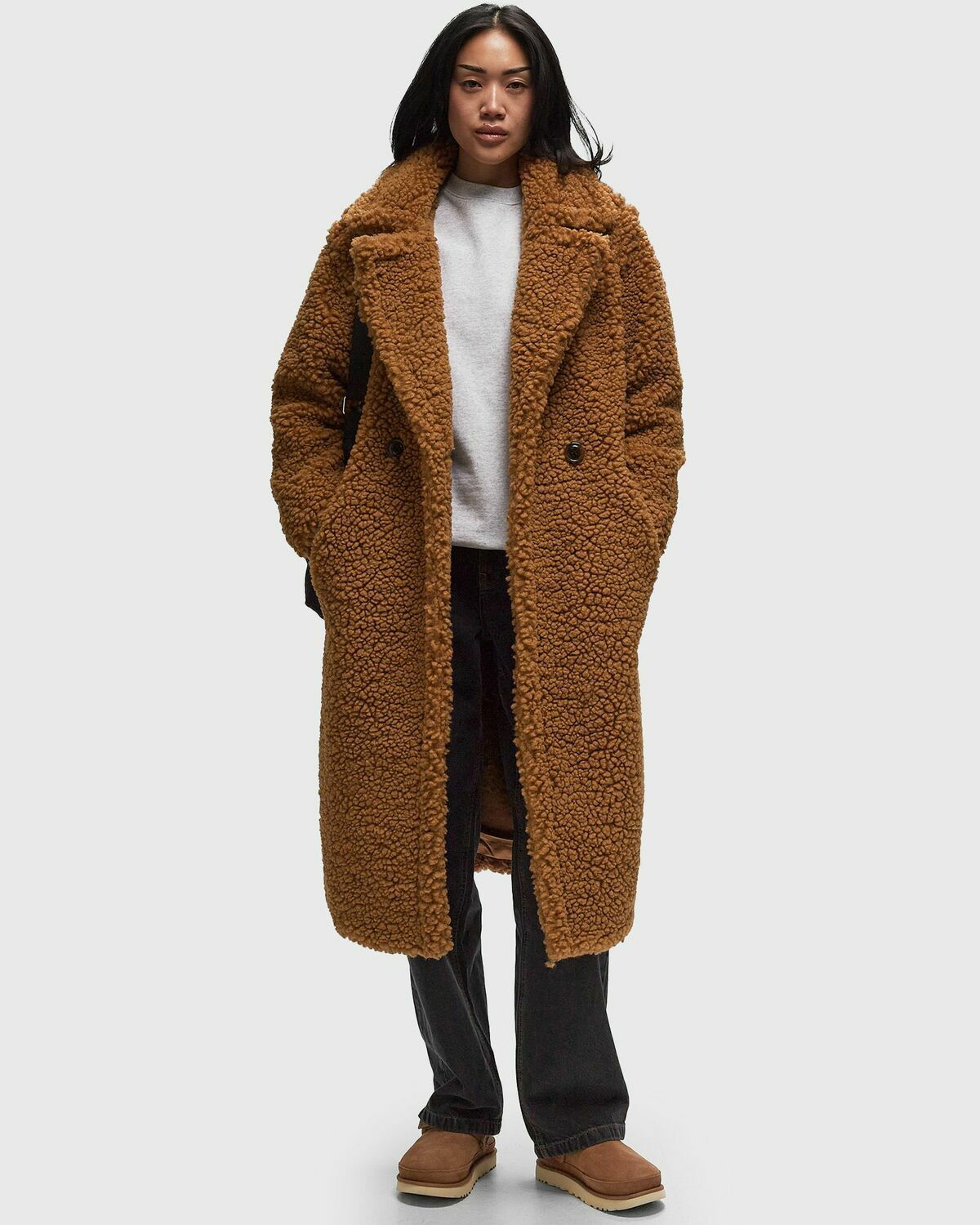 Ugg Gertrude Long Teddy Coat Brown Coats Ugg