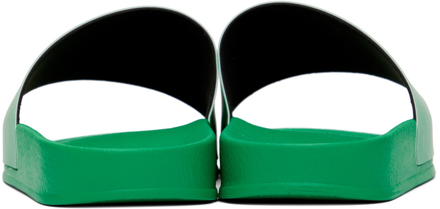 Off-White Green Logo Pool Sliders Off-White