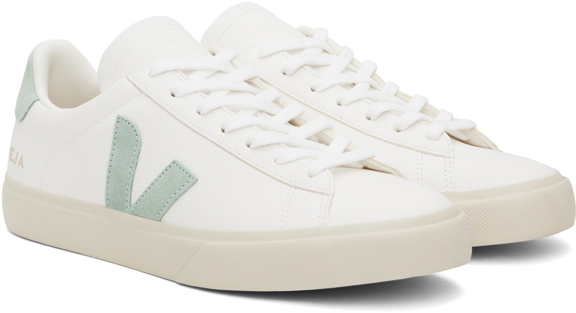 VEJA White & Green Campo Leather Sneakers VEJA