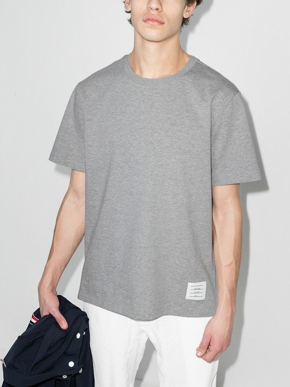 Thom Browne Grey Side Slit Cotton T-Shirt Thom Browne