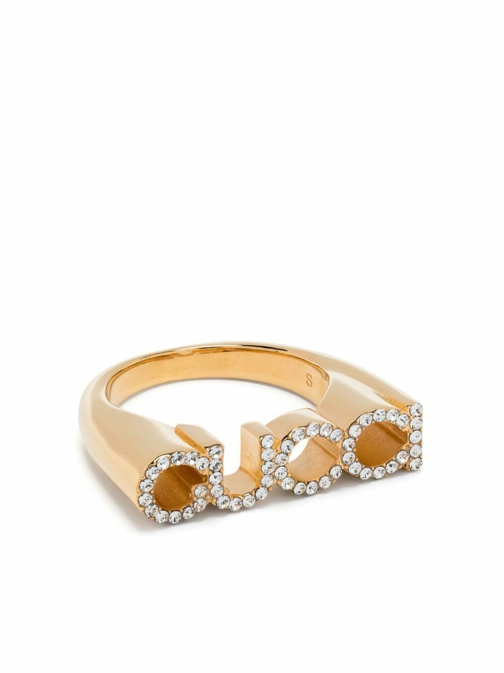 Gucci Gold-Tone Gucci Letter Crystal Ring Gucci