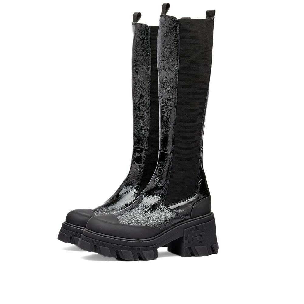 GANNI Women's Cleated Heeled High Chelsea Boot in Black GANNI