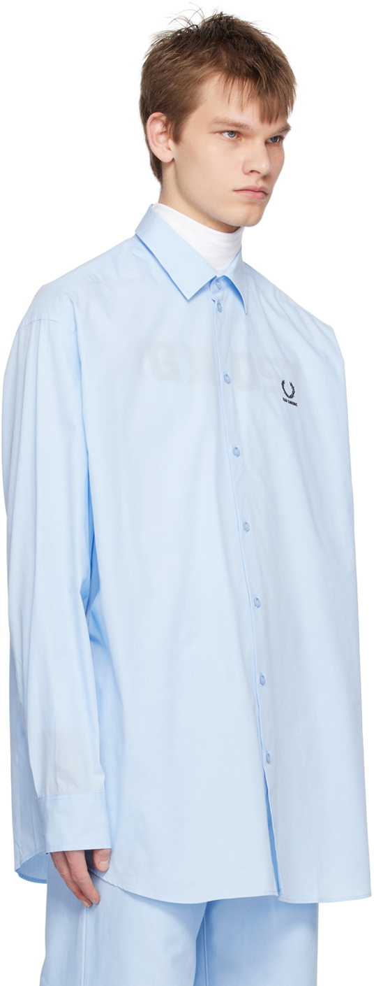 Raf Simons Blue Embroidered Shirt Raf Simons