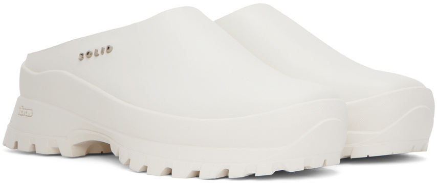 Solid Homme White Leather Mules Solid Homme