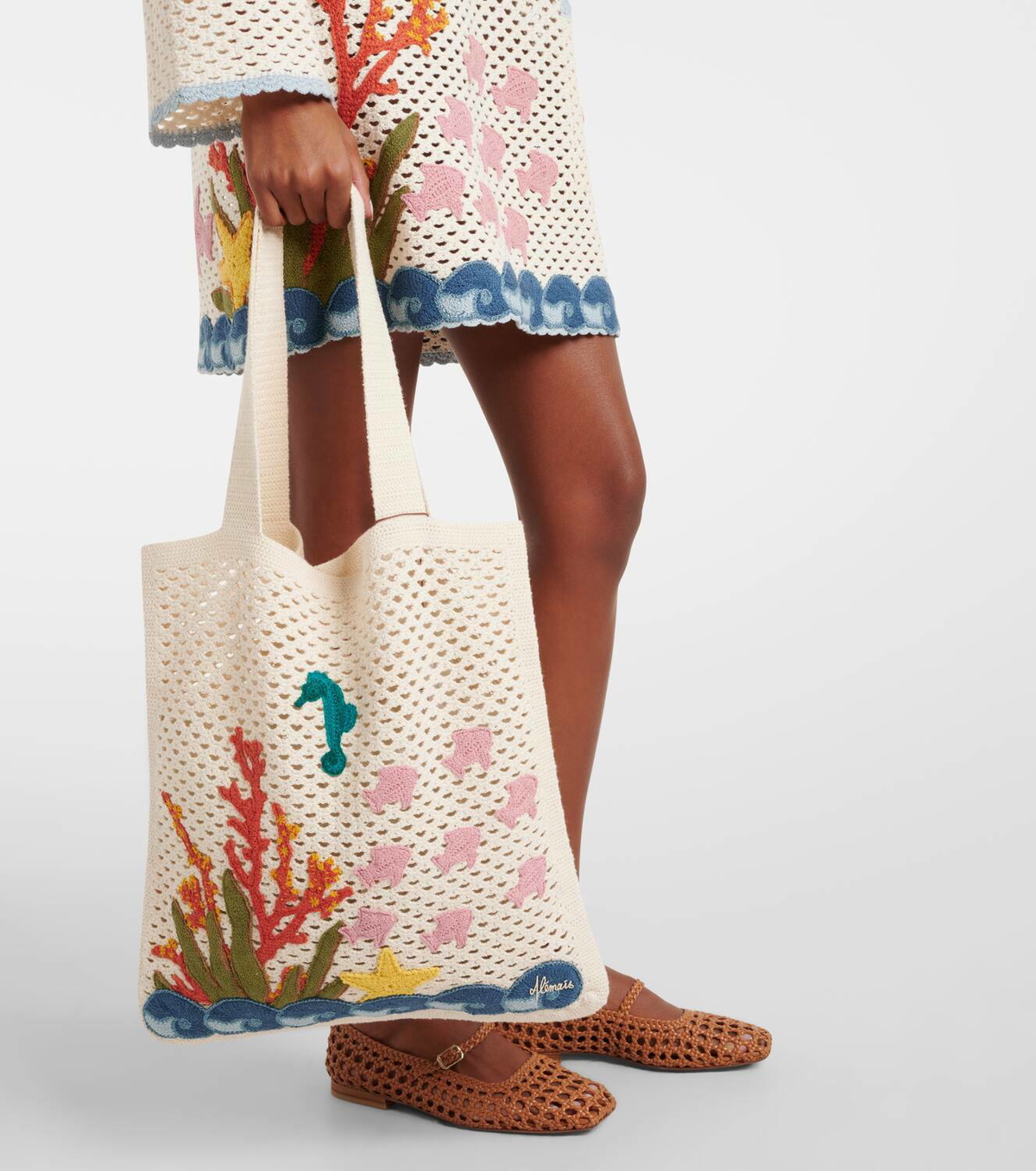 Alémais Splash appliqué crochet tote bag ALÉMAIS