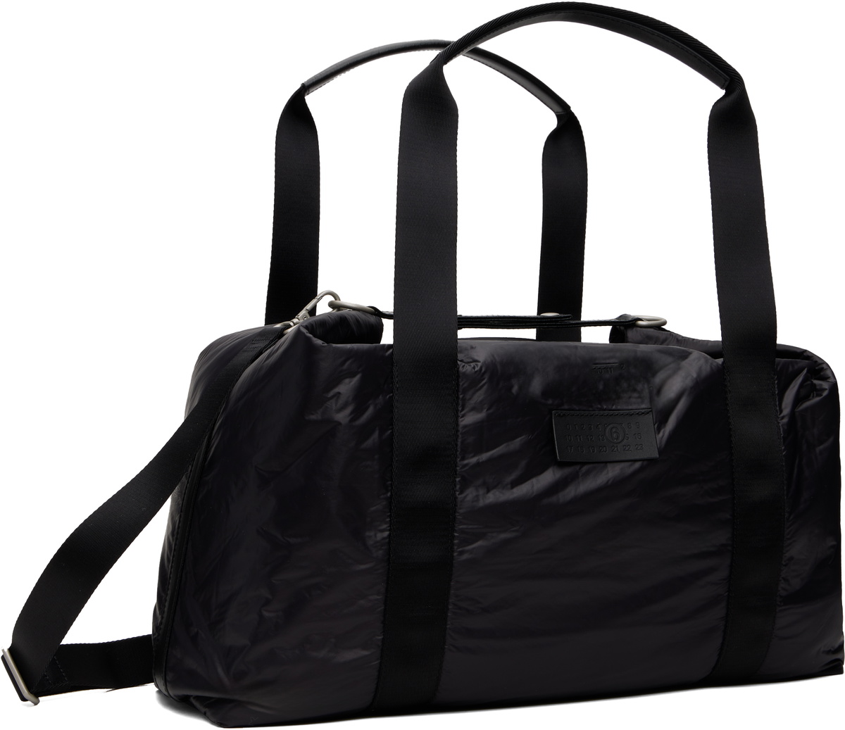 MM6 Maison Margiela Black Crunched Nylon Weekend Bag MM6 Maison Margiela