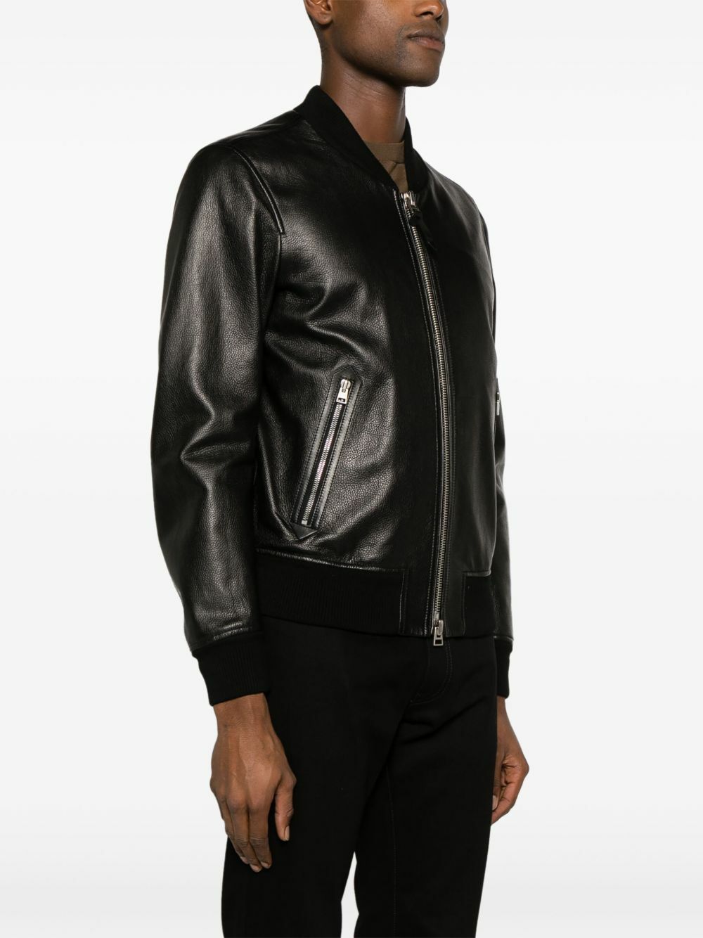 TOM FORD Black Leather Bomber Jacket TOM FORD