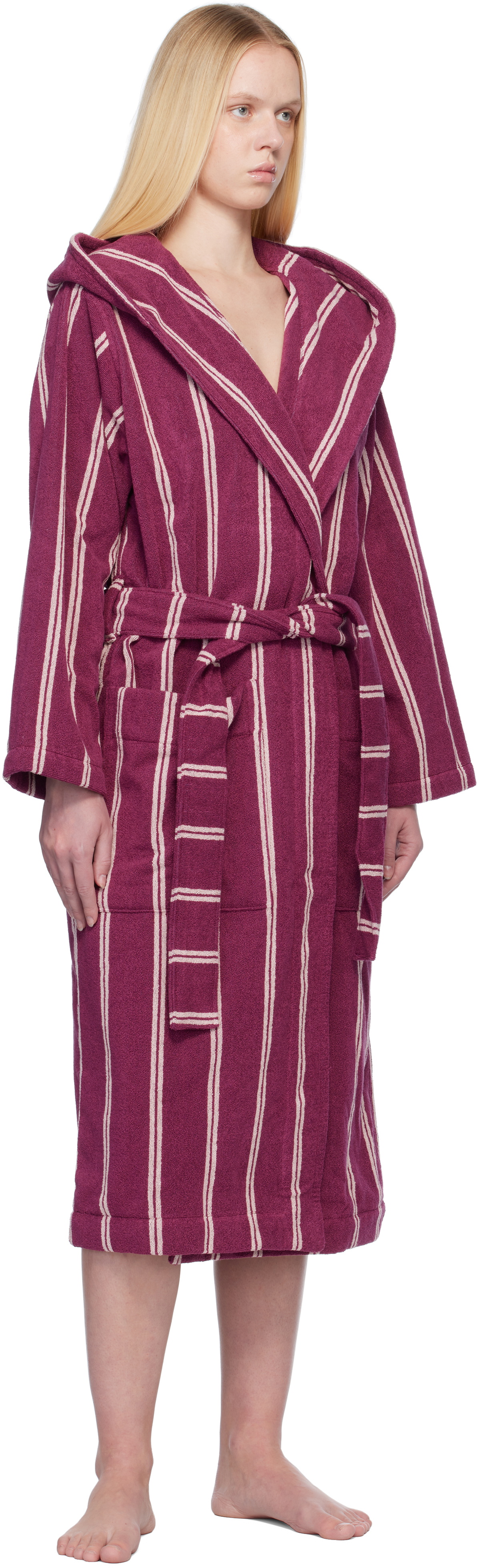 Tekla Purple Terry Hooded Bathrobe Tekla Fabrics