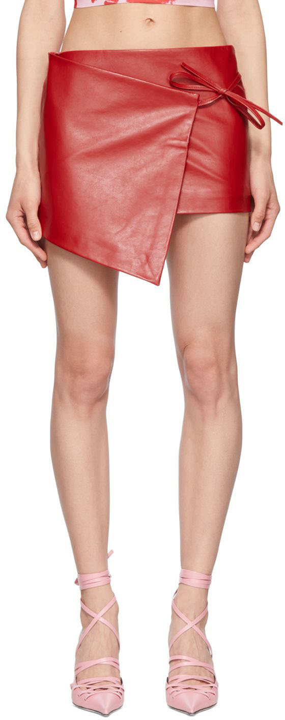 ioannes Red Leather Mini Skirt ioannes