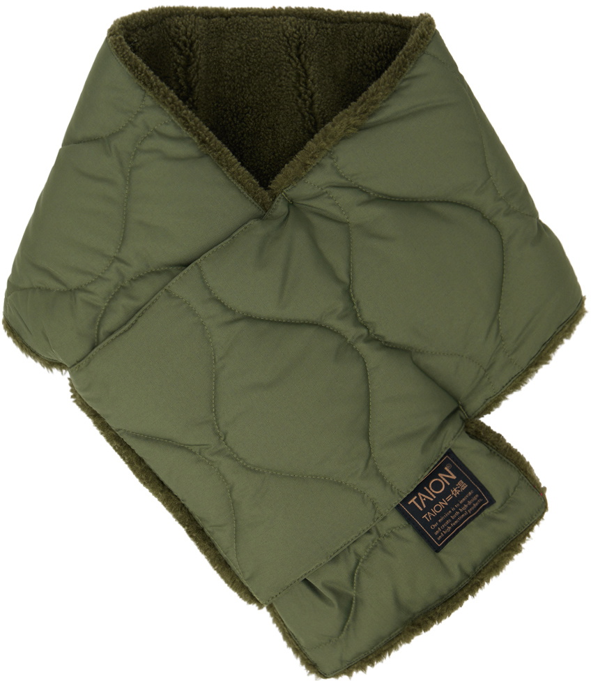 TAION Green Reversible Mountain Boa Down Scarf Taion Extra