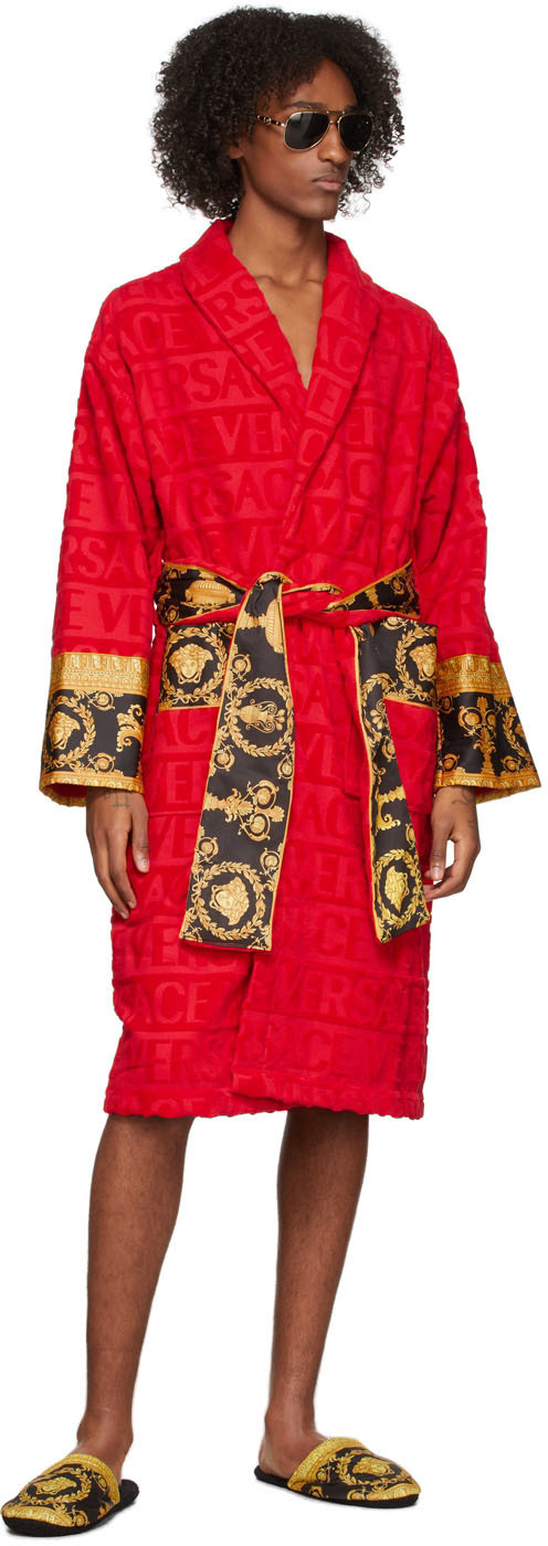 Versace Red I Heart Baroque Robe Versace