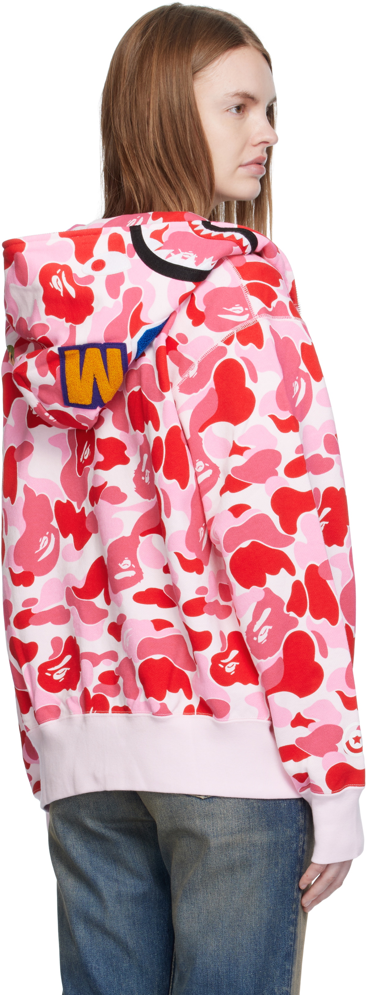 BAPE Pink ABC Camo Shark Full Zip Hoodie A Bathing Ape