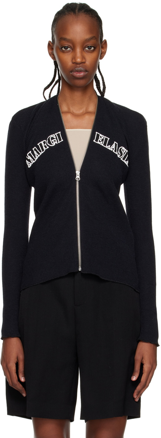 MM6 Maison Margiela Black Zip-Up Sweater MM6 Maison Margiela