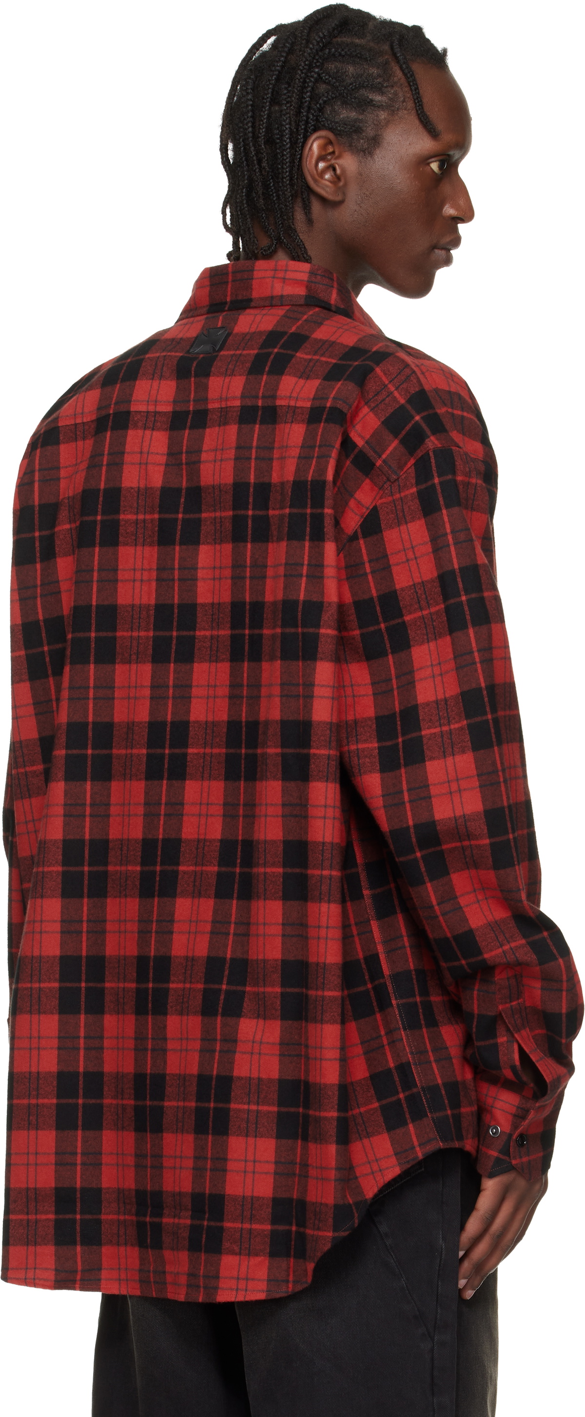 VETEMENTS Red Leather Cross Flannel Shirt Vetements