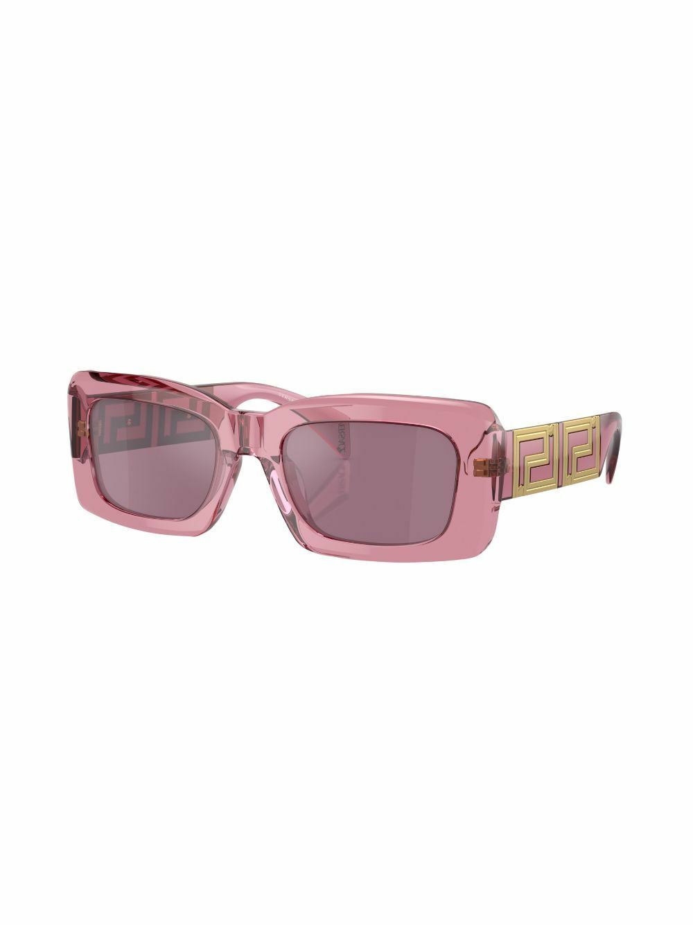 Versace Eyewear Pink Logo Plaque Rectangle Sunglasses Versace