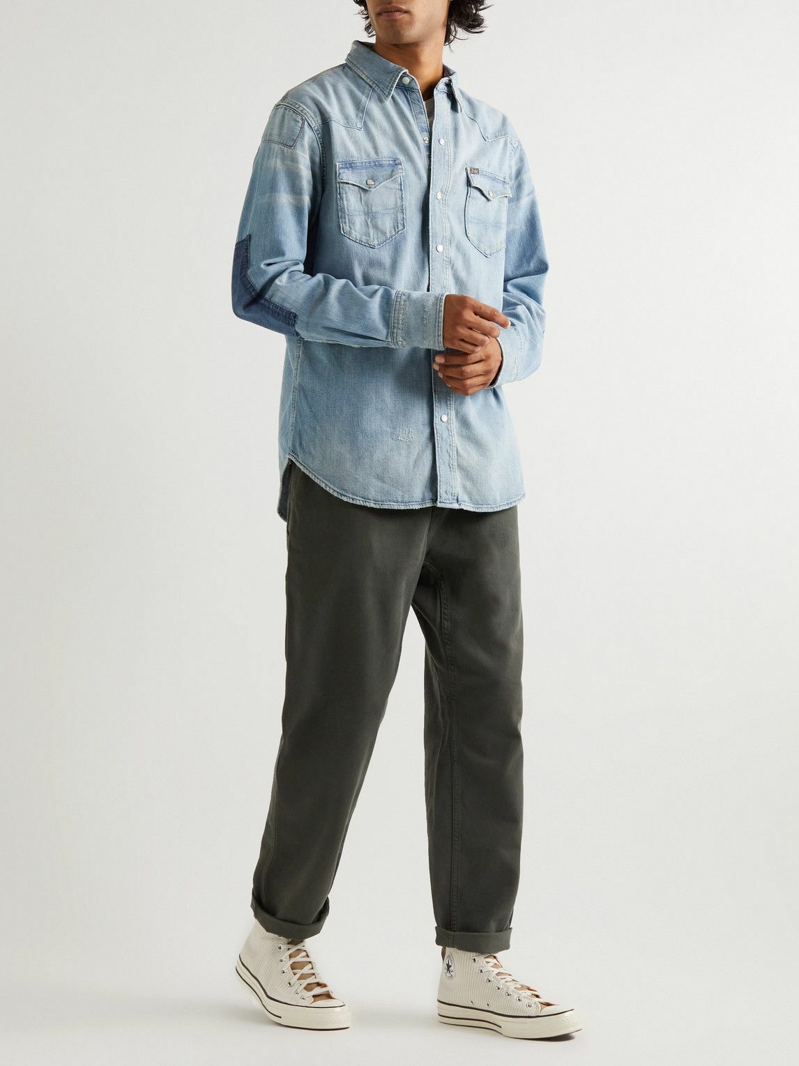 Polo Ralph Lauren - Panelled Distressed Denim Shirt - Blue Polo Ralph ...