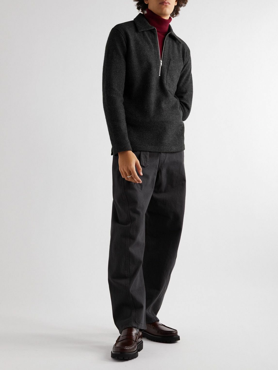 NN07 - Ivan 6398 Merino Wool Half-Zip Sweater - Gray NN07