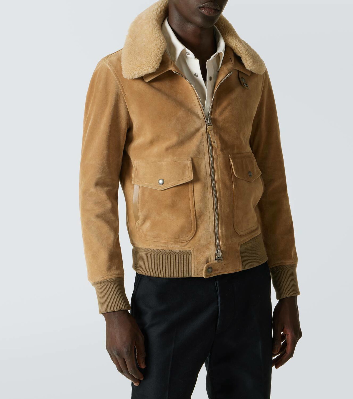 Tom Ford Shearling-trimmed suede blouson TOM FORD