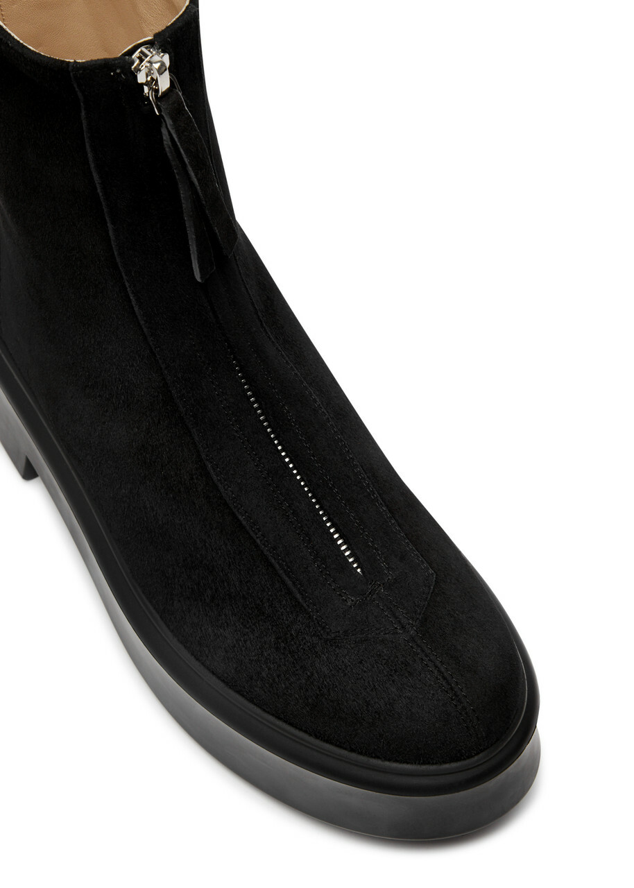 The Row Zipped 1 Suede Ankle Boots Black The Row