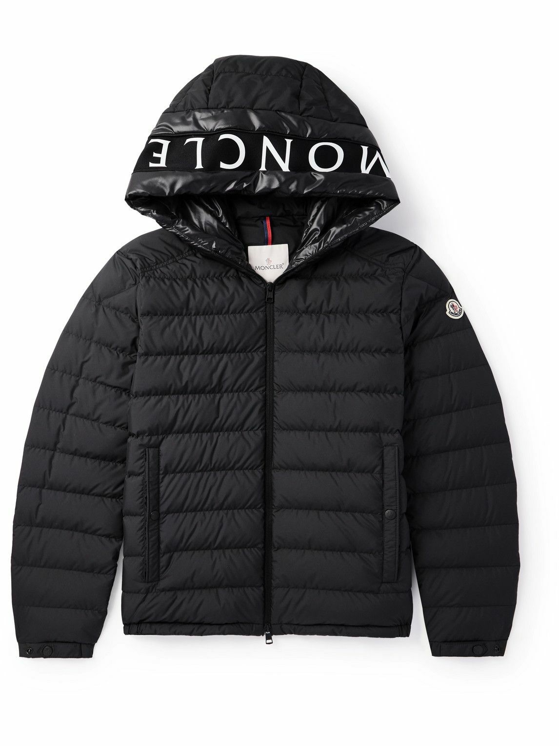 Moncler - Logo-Print Quilted Shell Hooded Down Jacket - Black Moncler