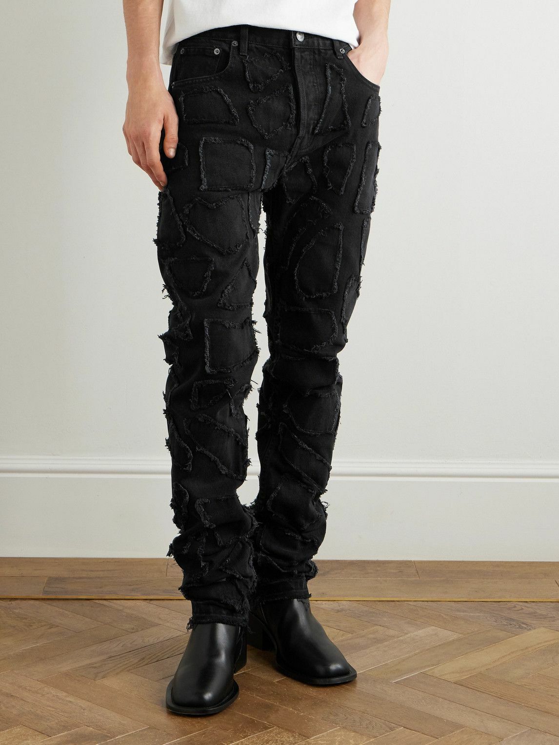 Gallery Dept. - Collage 5001 Slim-Fit Frayed Patchwork Jeans - Black ...