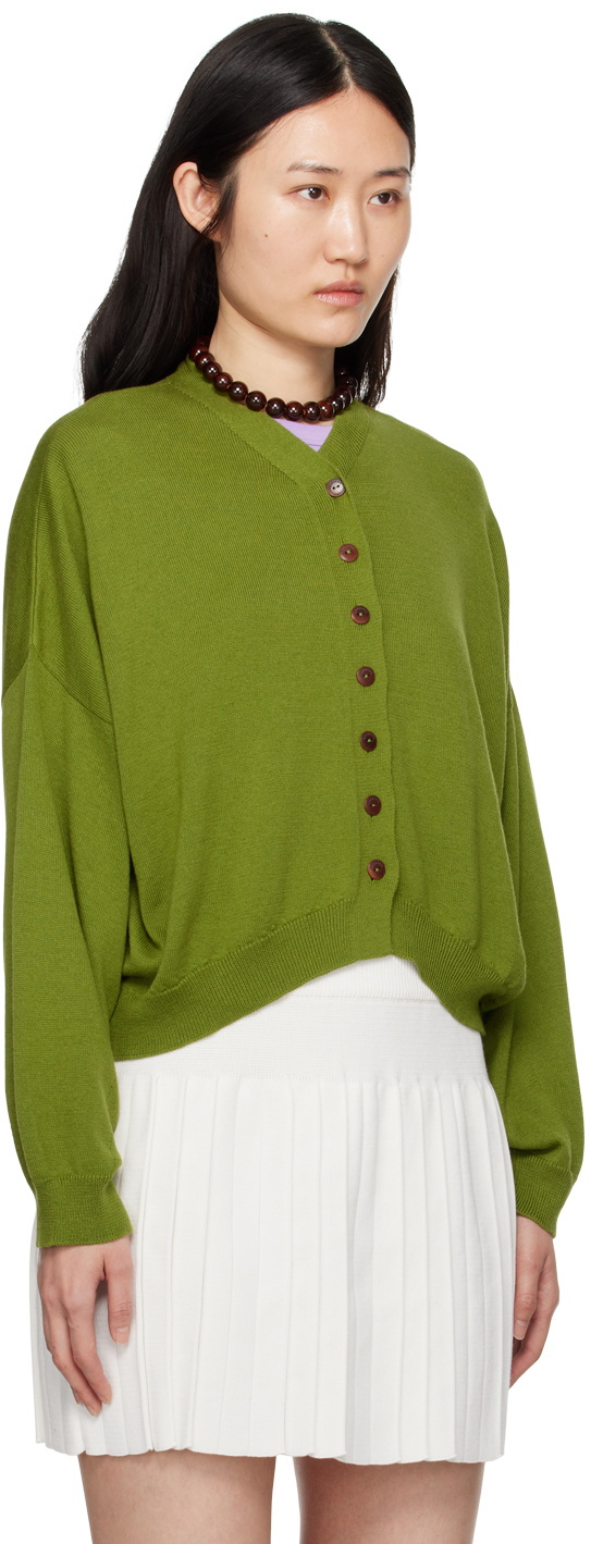 Cordera Green Asymmetric Neck Cardigan CORDERA