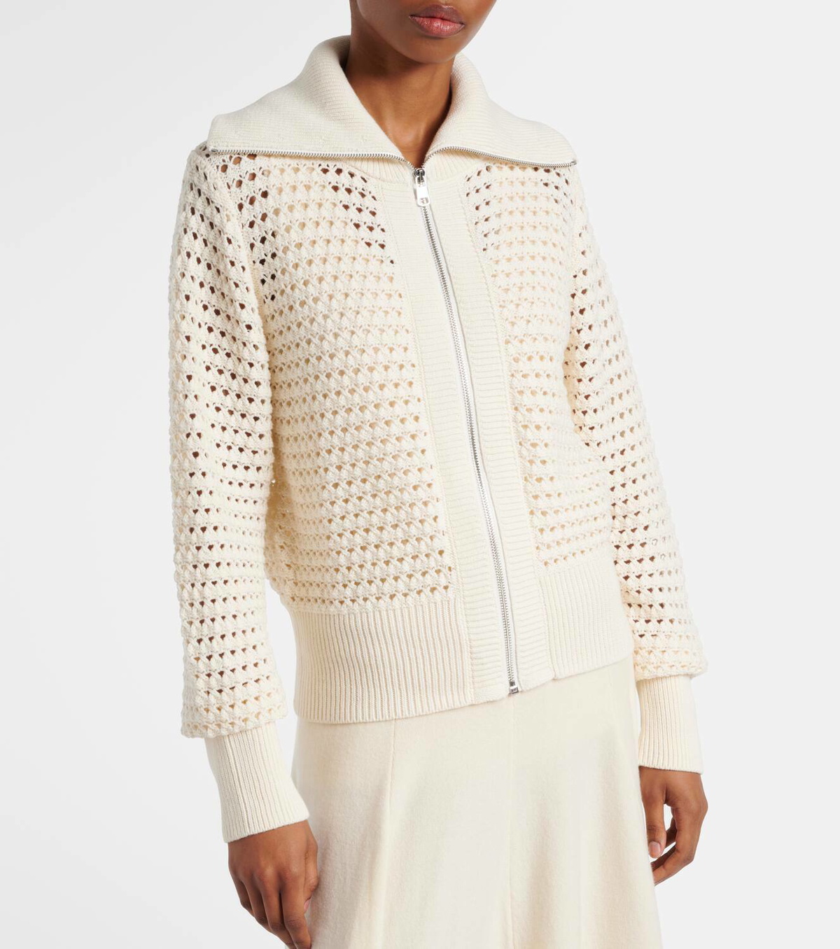 Varley Eloise open-knit cotton zip-up cardigan Varley