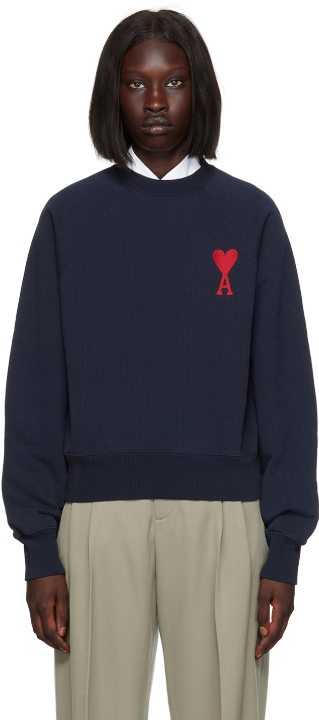 AMI Paris SSENSE Exclusive Navy Ami de Cœur Sweatshirt AMI