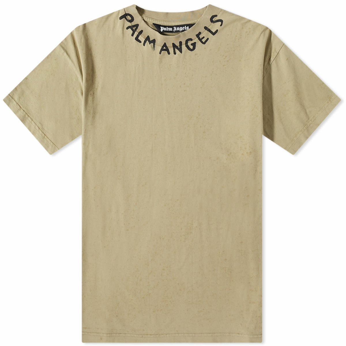 Palm Angels Men's Neck Logo T-Shirt in Military Black Palm Angels