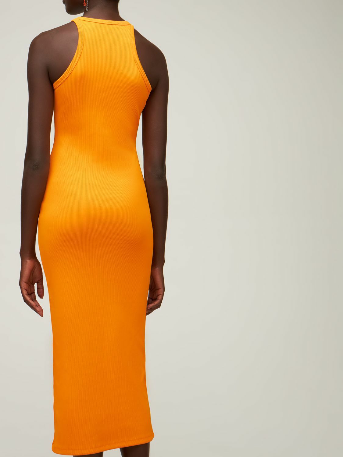 OFF-WHITE Basic Lux Ribbed Jersey Long Dress Off-White