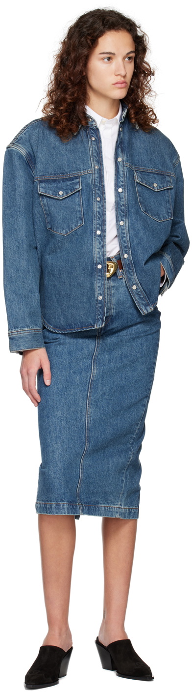 WARDROBE.NYC Indigo Faded Denim Jacket WARDROBE.NYC