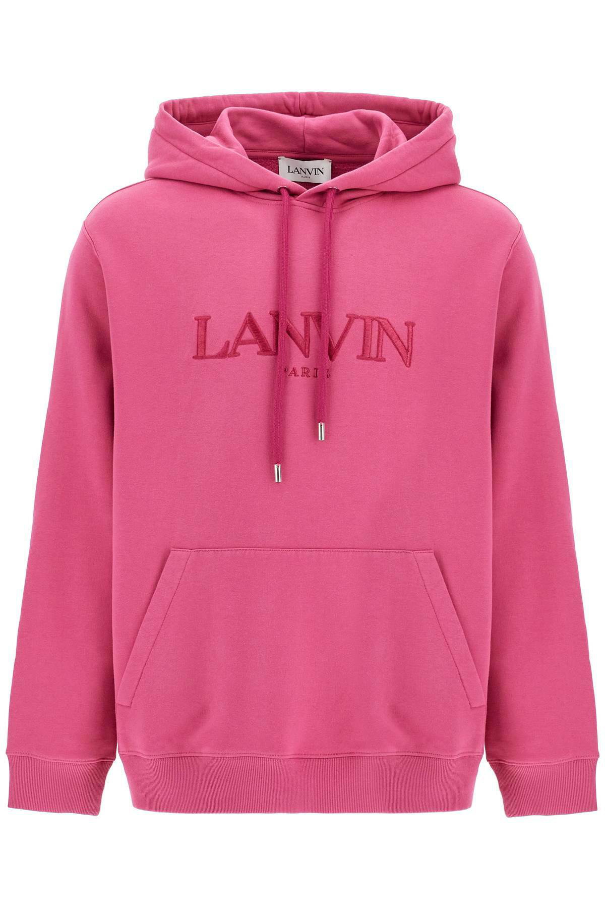 LANVIN hooded sweatshirt with embroidered logo Fuchsia Lanvin