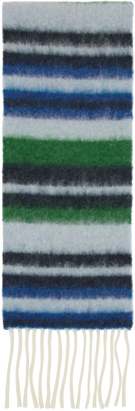 Marni Blue & Green Striped Scarf Marni