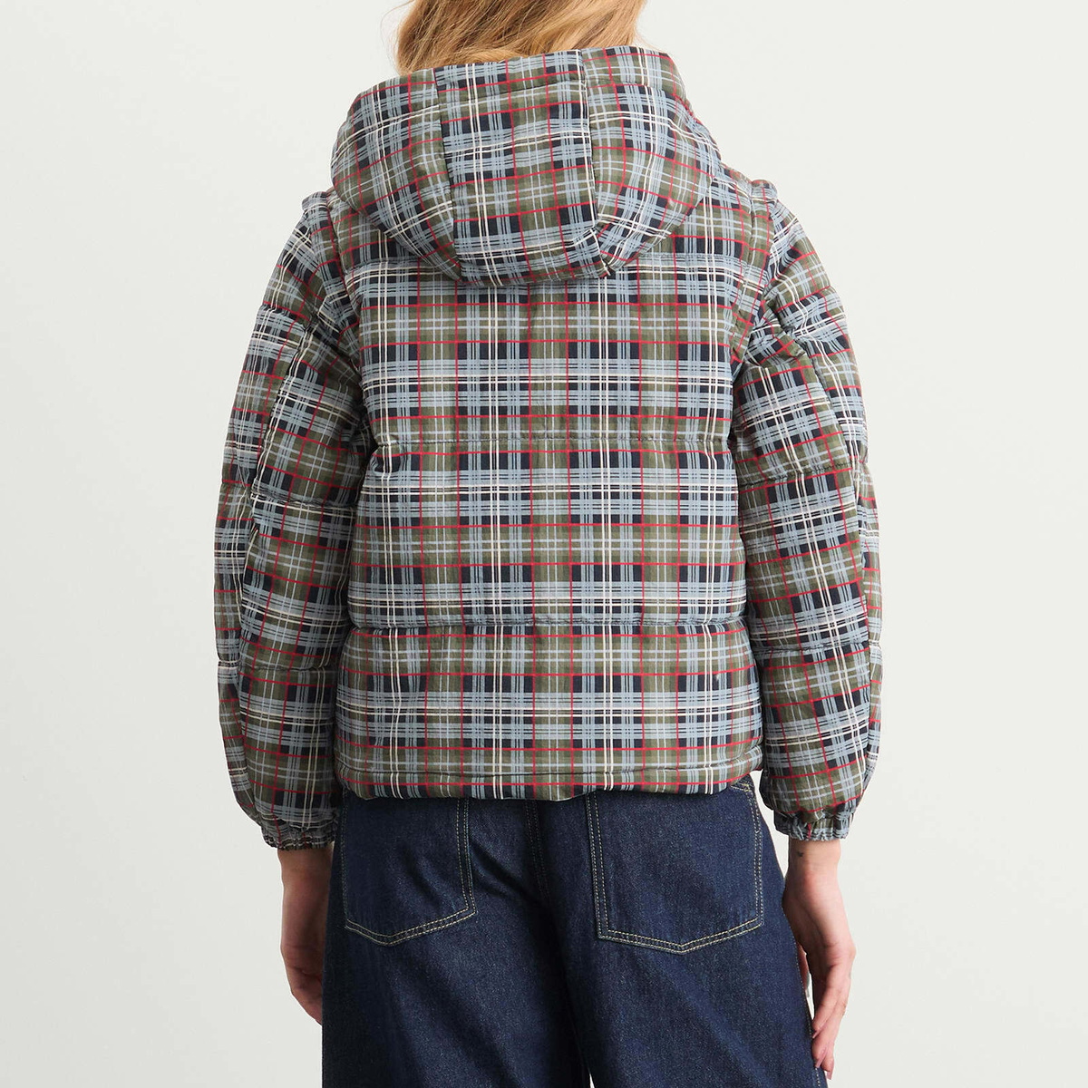 Damson Madder Women's Pearl Tartan Check Puffer Jacket in Multi Damson ...