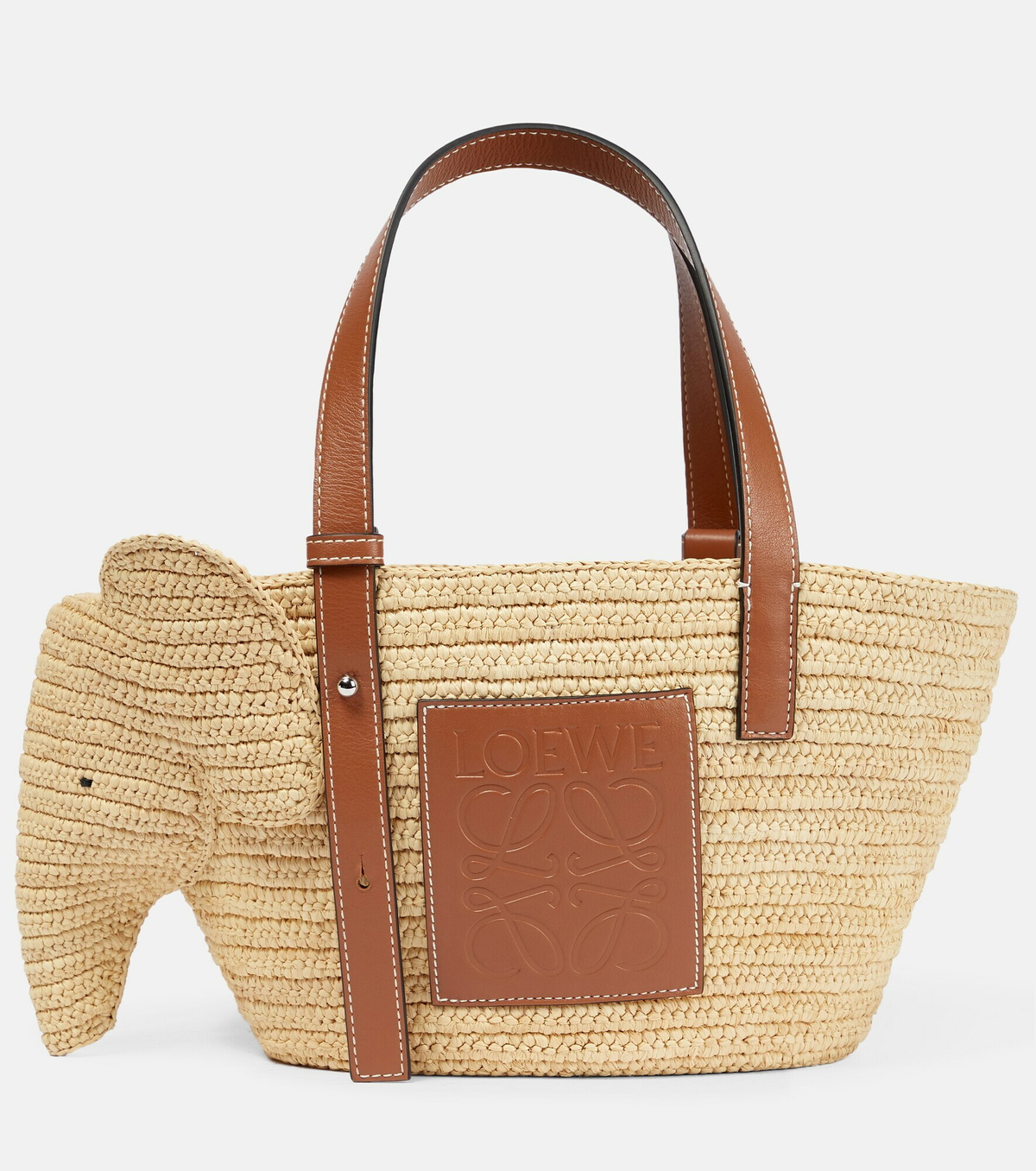 Loewe - Elephant Small raffia and leather tote Loewe