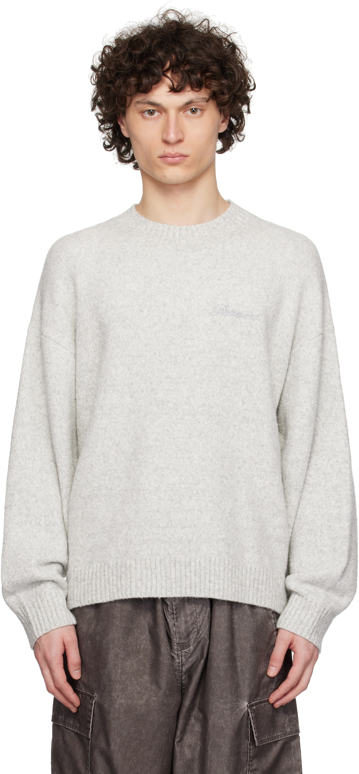 Represent Gray Marled Knit Sweater Represent