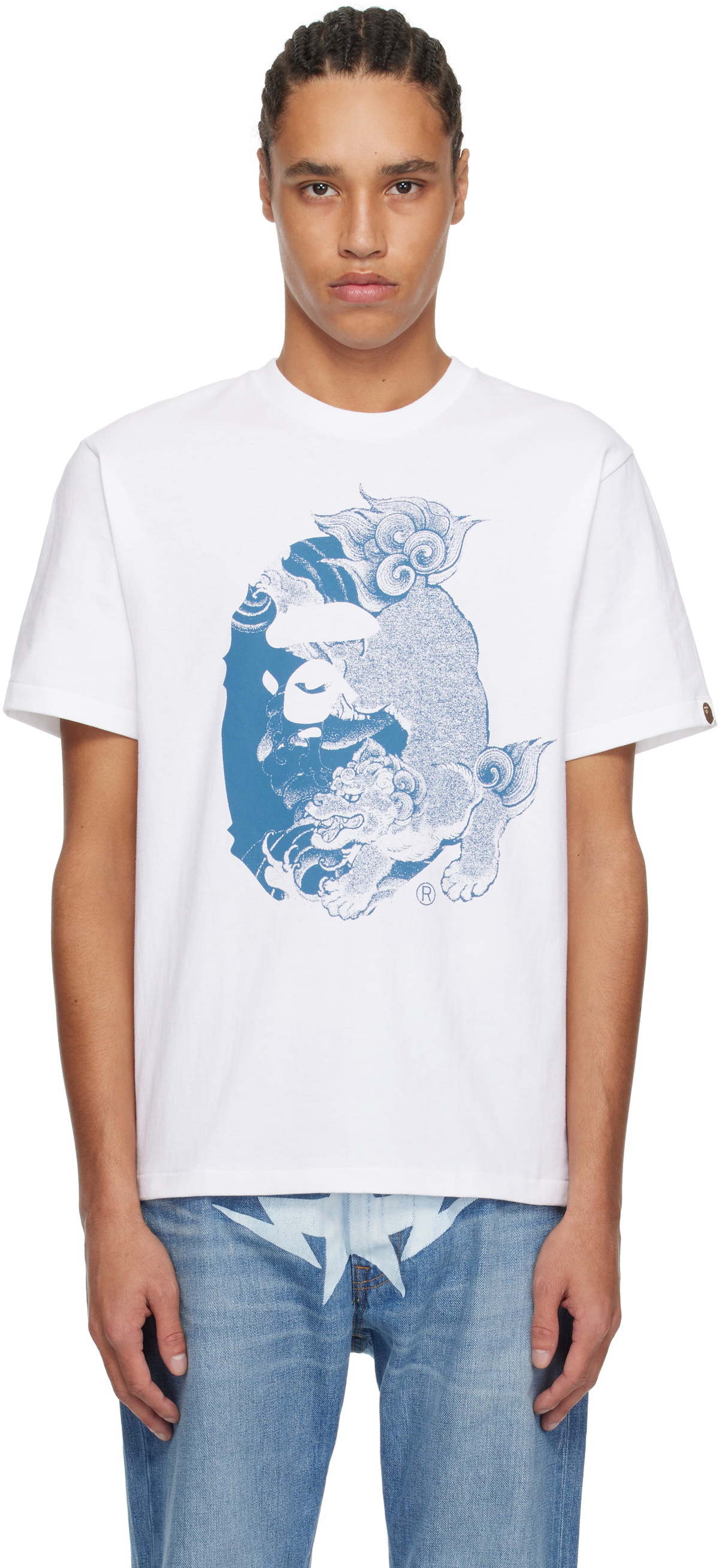 BAPE White Japanese Tattoo Big Ape Head T-shirt A Bathing Ape