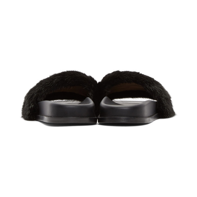 Valentino Black Valentino Garavani Mink Rockstud Pool Slides Valentino ...