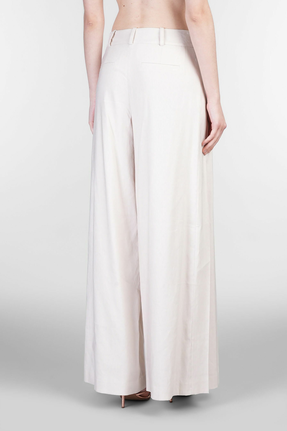 Alice + Olivia Simon Pants In Beige Linen Alice + Olivia