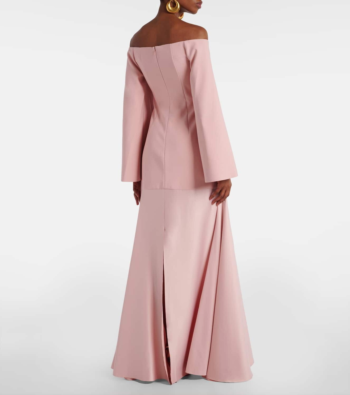Solace London Rina off-shoulder crêpe and satin gown Solace London